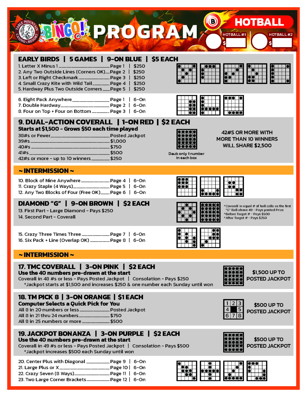 Bingo - Table Mountain Casino: Slots, Table Games, Entertainment & More