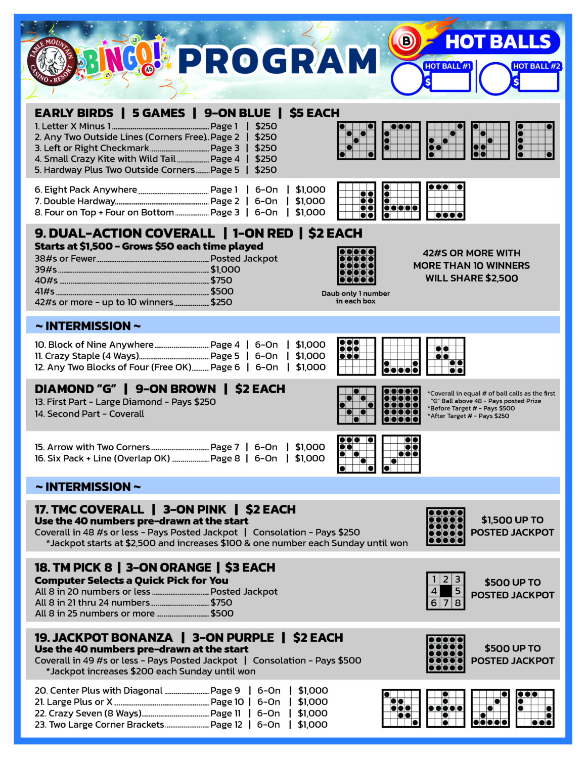 Bingo - Table Mountain Casino: Slots, Table Games, Entertainment & More