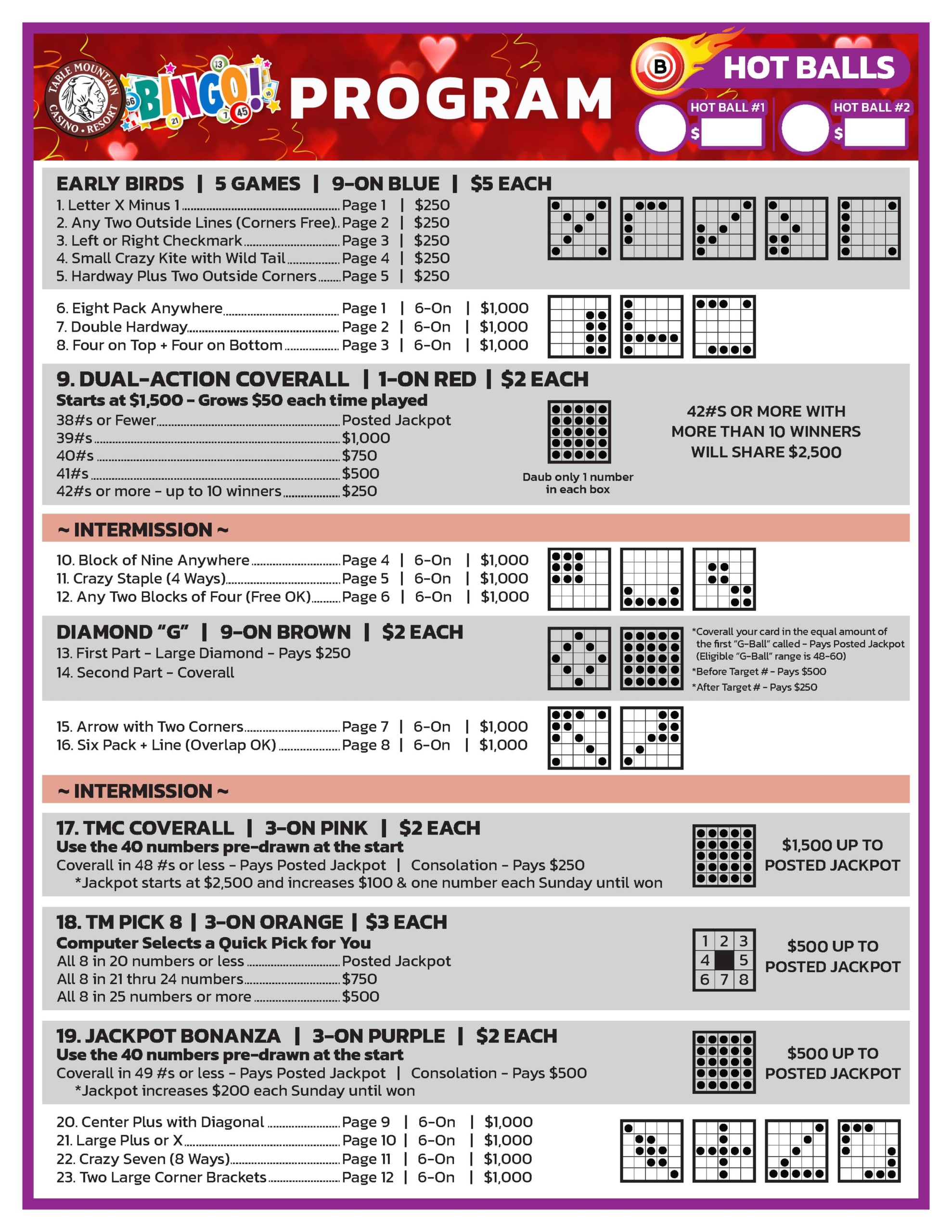 Bingo - Table Mountain Casino: Slots, Table Games, Entertainment & More